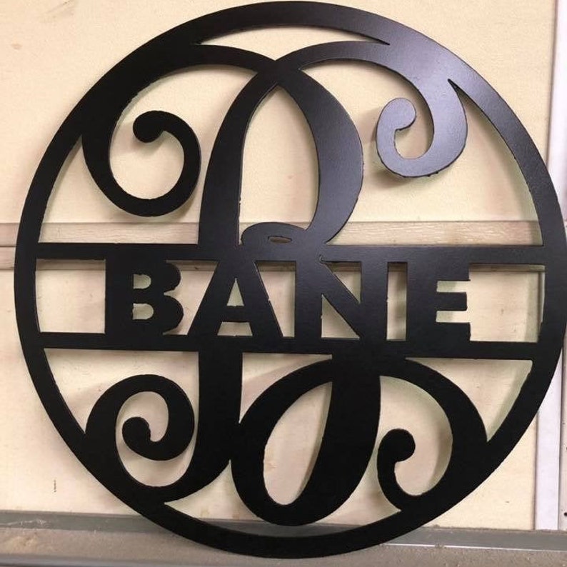 Custom Circle Monogram Steel Sign | Etsy