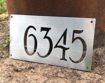 Brushed Aluminium Negative Space Address Sign Modern Plasma | Etsy