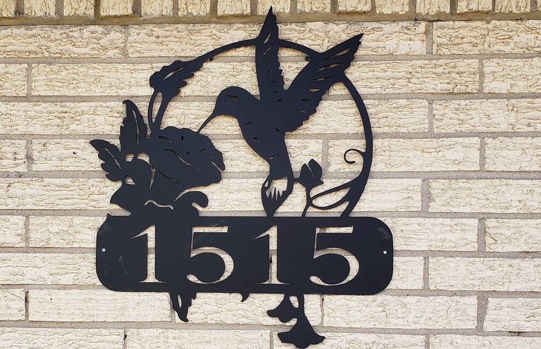 Metal Hummingbird Address Numbers Sign Custom Plasma Cut Sign Art ...