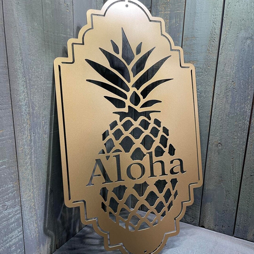 Metal Aloha Pineapple Plasma Cut Sign Art Hawaii Beach Lake House Water ...