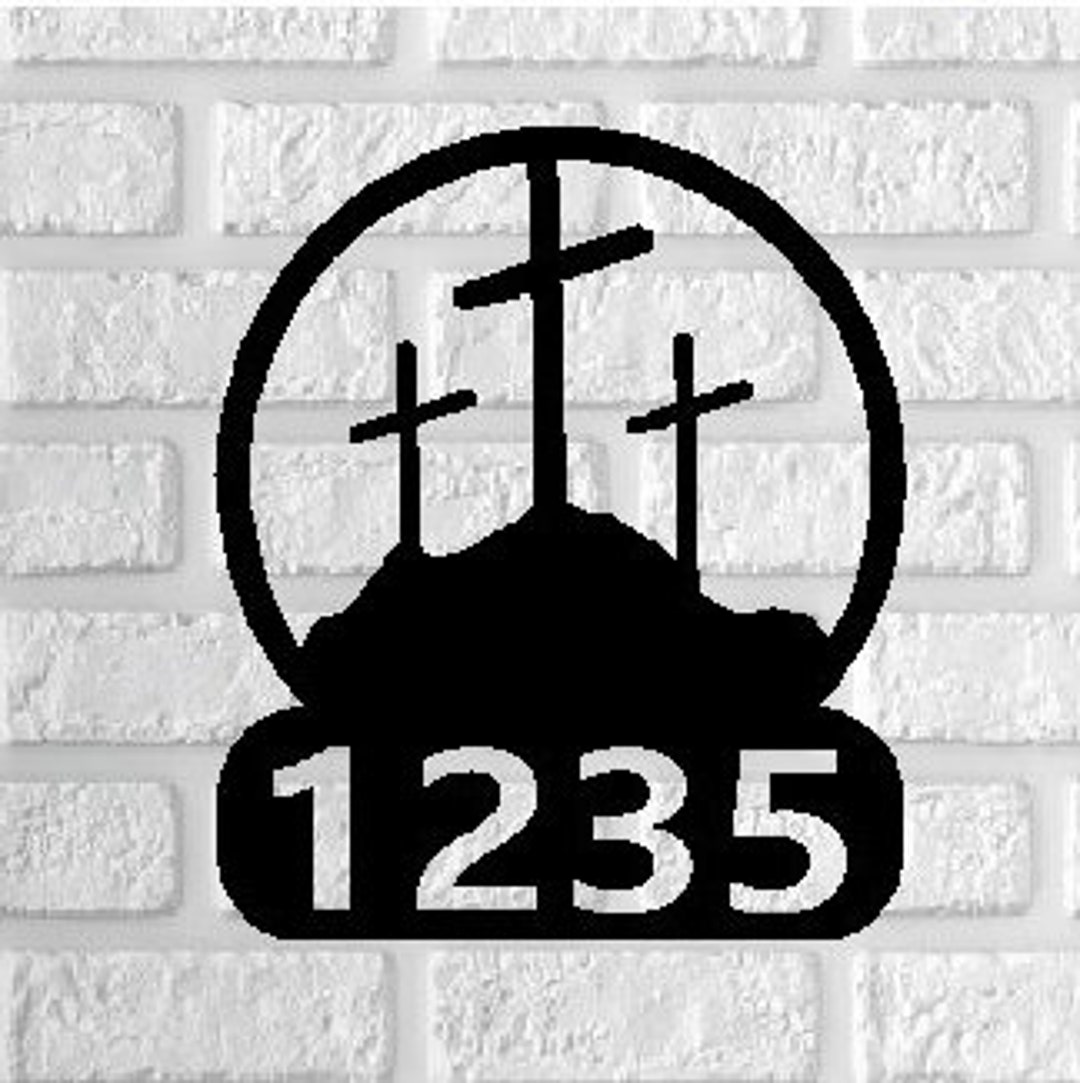 Metal Cross Address Sign Calvary Three Crosses Plasma Cut Sign Art ...
