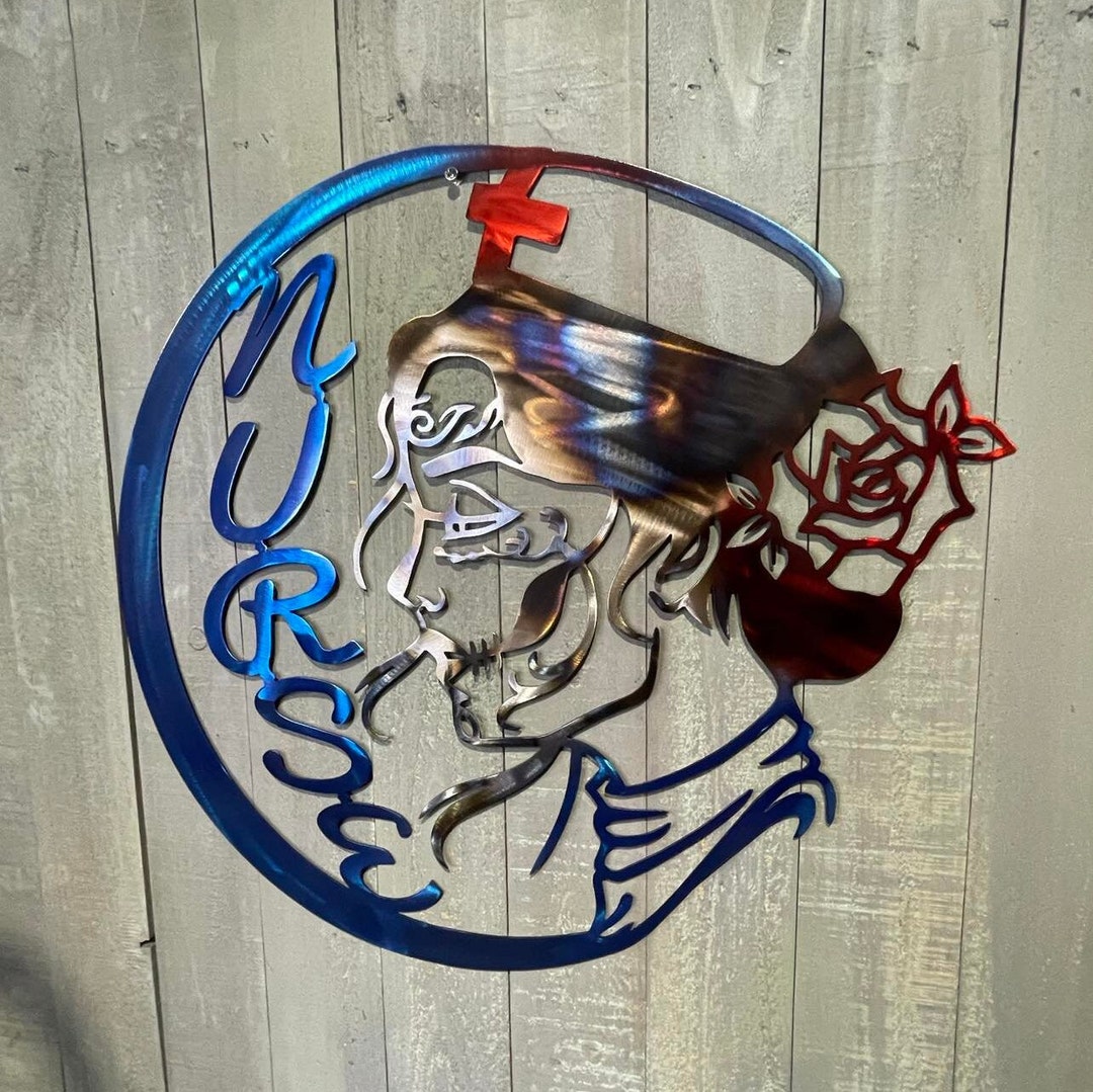 Metal Nurse Sugar Skull Style Plasma Cut Sign Art RN - Etsy