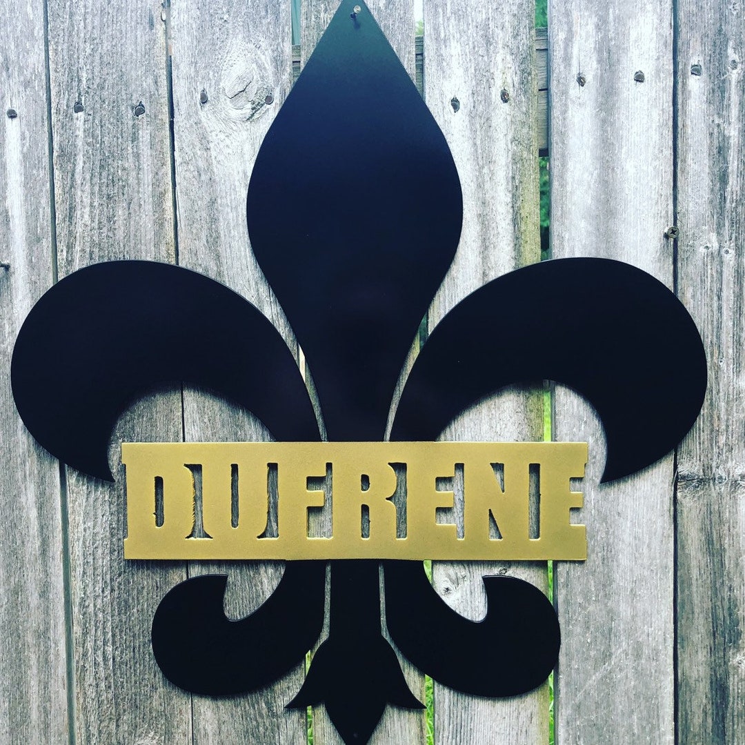 Metal Fleur-de-lis Sign With First or Last Name - Etsy