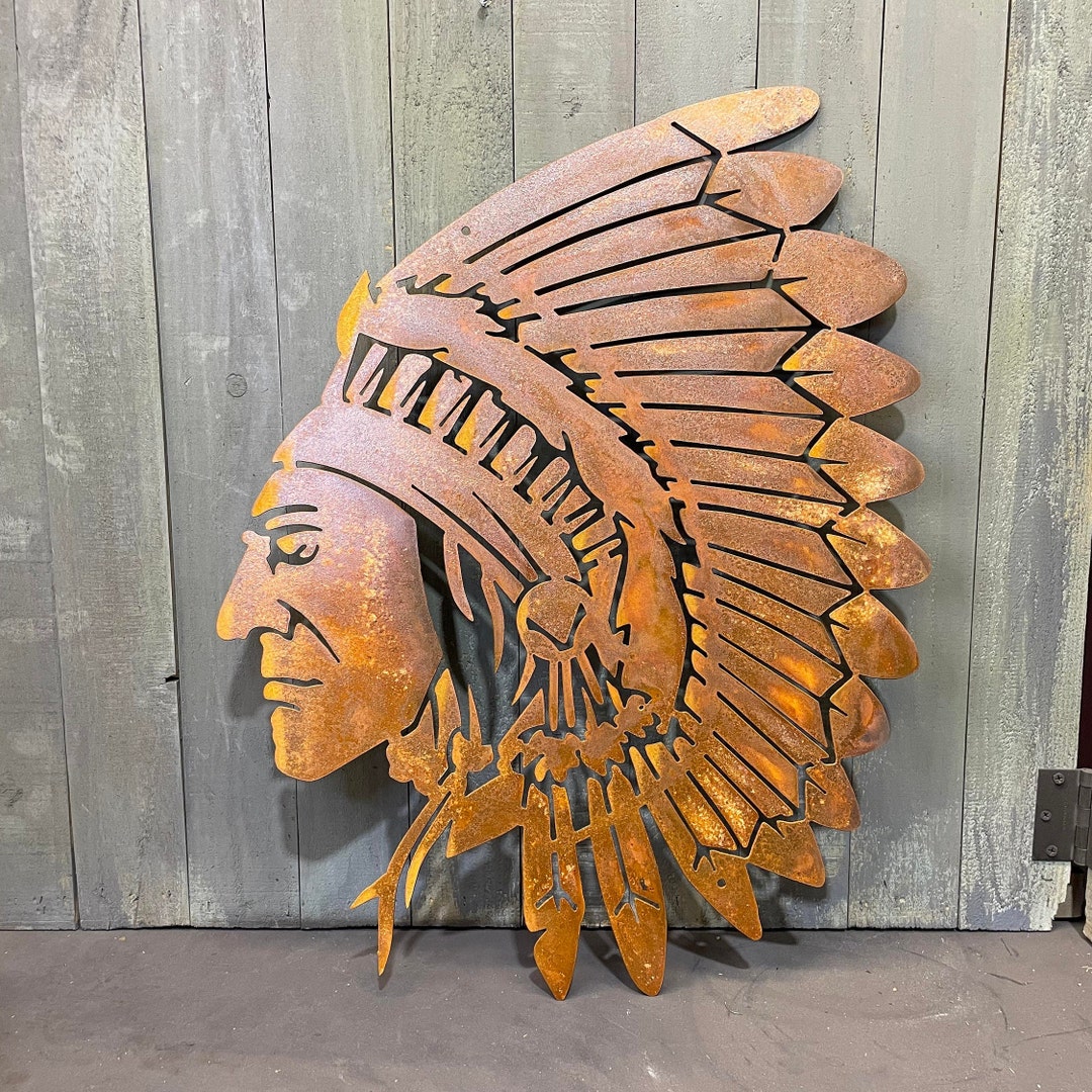 Metal Native American Chief Headdress Plasma Cut Metal Sign - Etsy