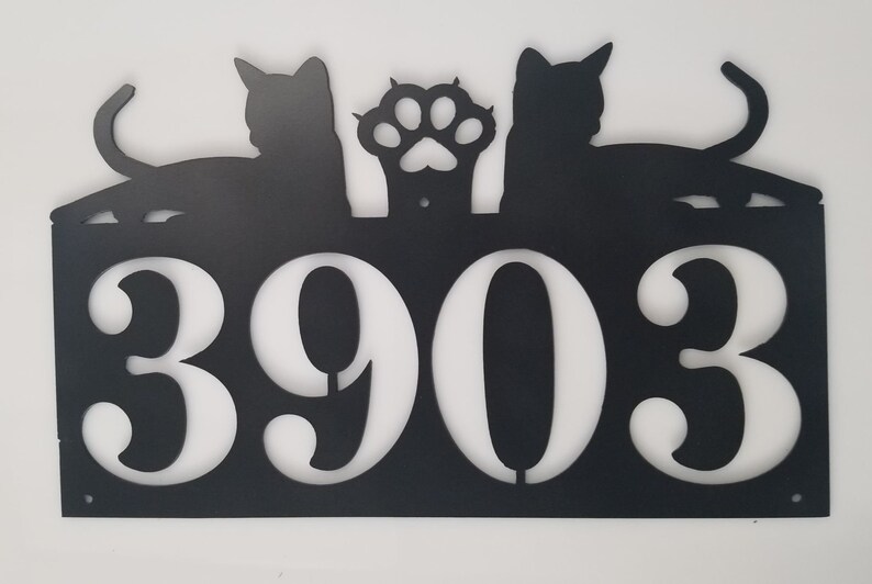 Cat Metal Address Sign W/ Cat Paw & Custom Paint Options - Etsy