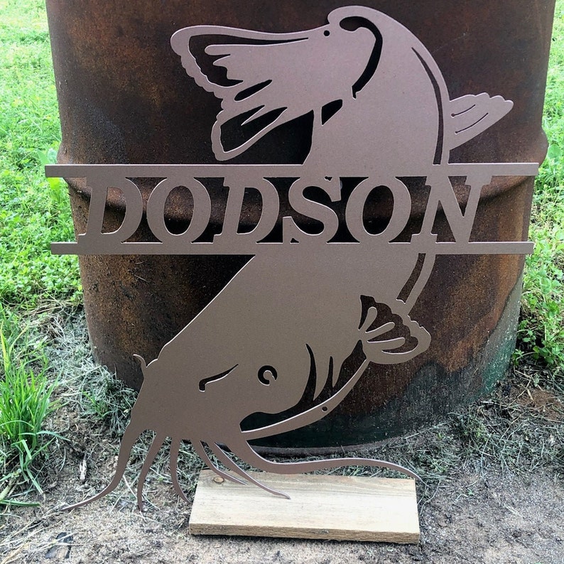 Metal Catfish Monogram Custom Color and Last Name Plasma Cut Wall Hang ...