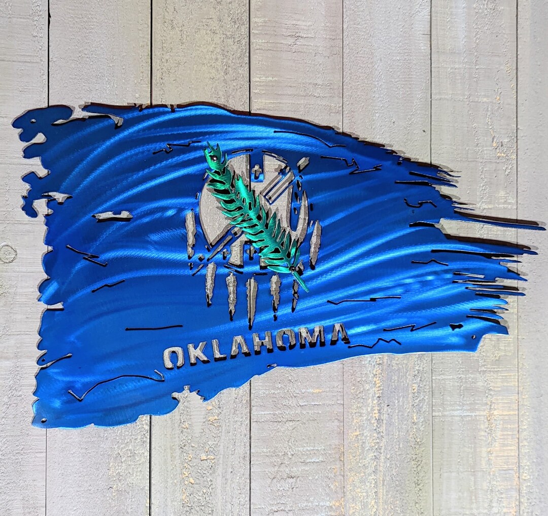 Metal Tattered Oklahoma Flag Sign - Etsy