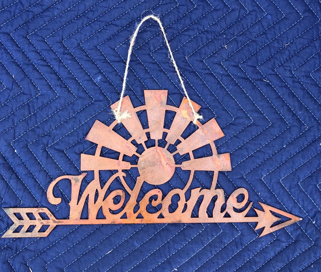 Plasma Cut Metal Welcome Windmill Sign - Etsy