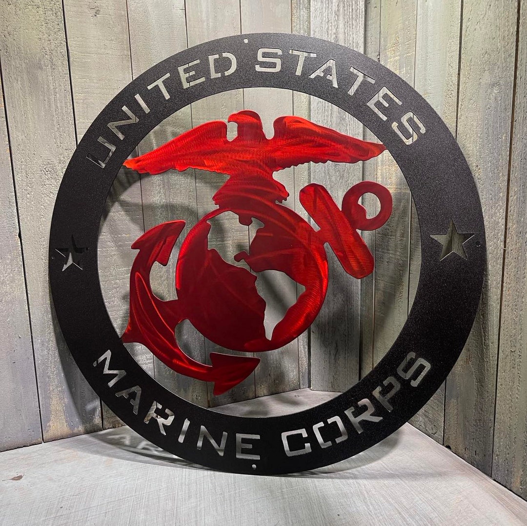 Metal Usmc Marines Crest Two Color Plasma Cut Sign Art Etsy
