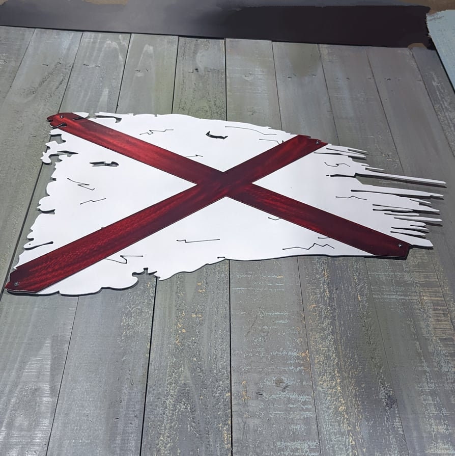 Metal Tattered State of Alabama Flag Plasma Cut Metal Art | Etsy
