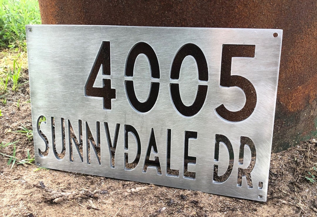 Brushed Aluminium Negative Space Address Sign Modern Plasma Sign Art - Etsy