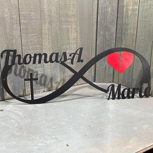Metal Infinity Symbol Sign With Names Custom Heart Cross Plasma Cut ...