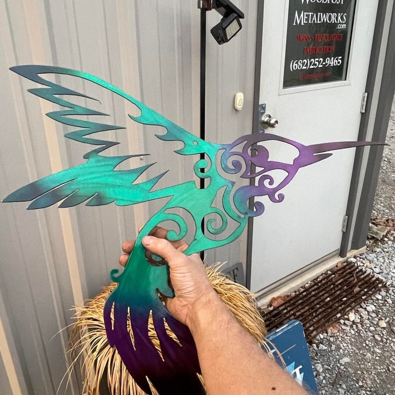Metal Abstract Hummingbird Sign - Etsy