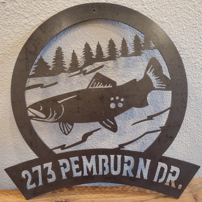 Metal Salmon Address Sign Plasma Cut Sign Art Fishing Fisherman - Etsy