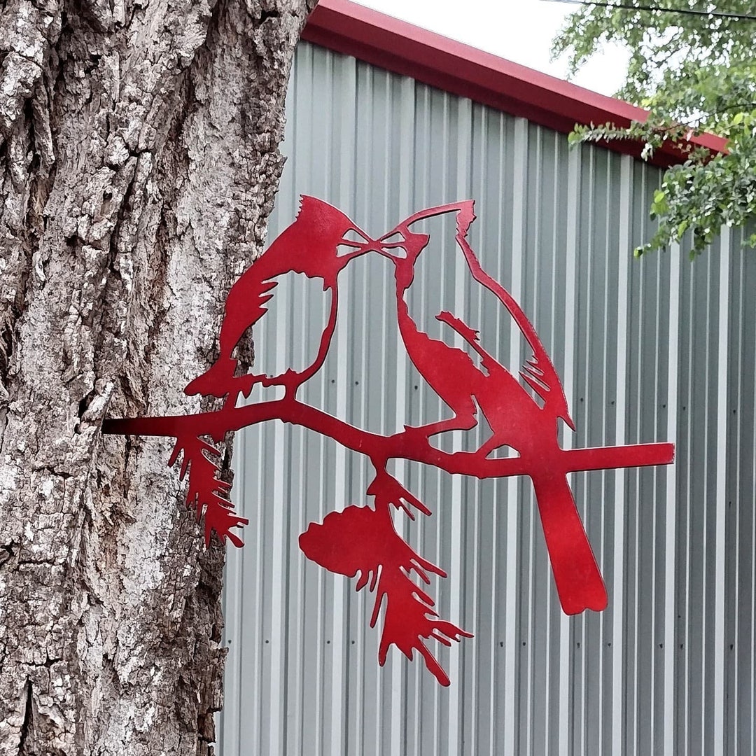 Metal Cardinals Kissing Tree Art Stake - Etsy