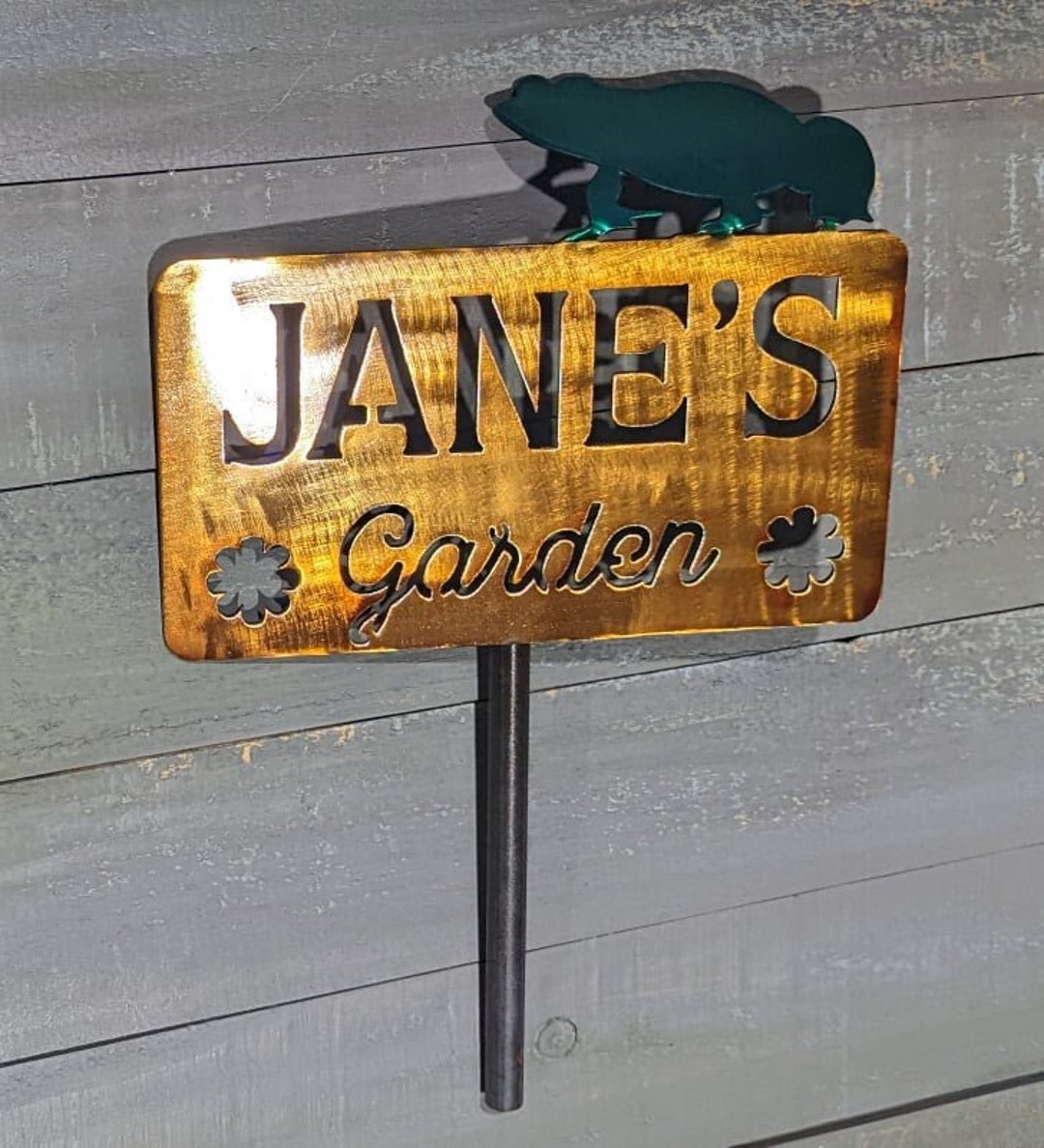 Metal Custom Garden Stake With Green Frog Garden Art Yard Stake Custom ...