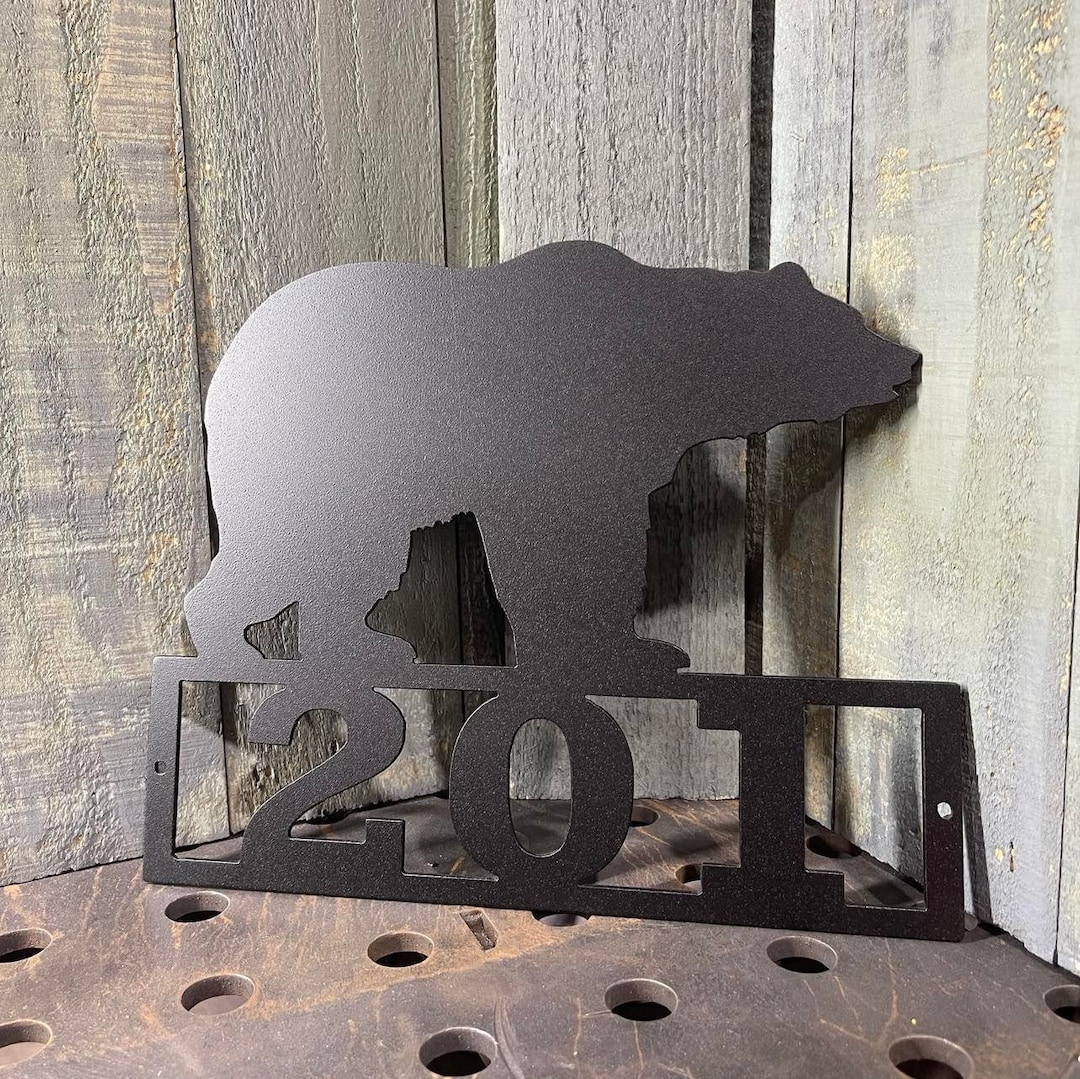 Metal Bear Address Sign Plasma Cut Sign Art Wilderness Black Brown ...