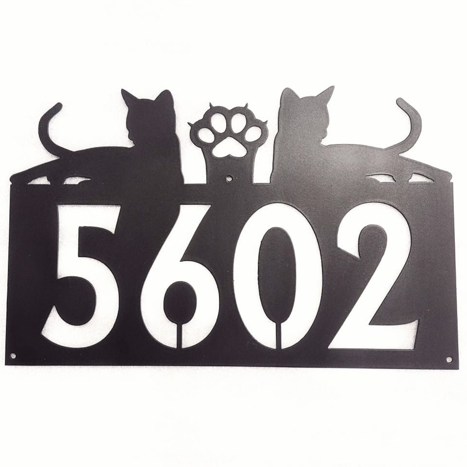 Cat Metal Address Sign W/ Cat Paw & Custom Paint Options - Etsy