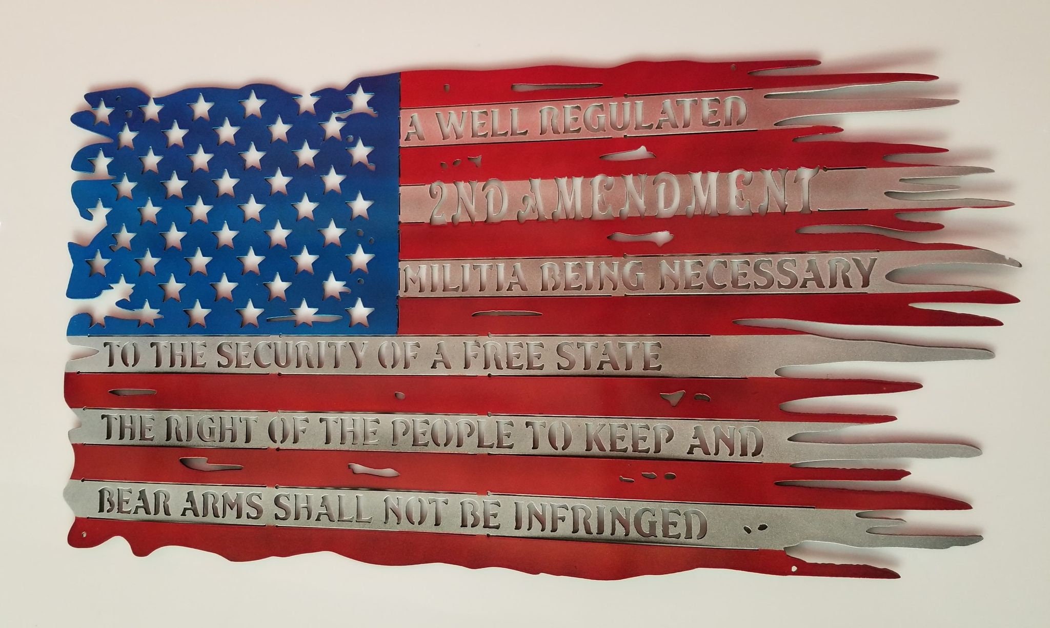 Metal Tattered 2nd Amendment Flag American US USA Plasma Cut | Etsy
