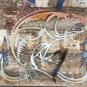 Metal Redfish With Hooks Plasma Cut Sign Art Red Fish Fishing Lake ...