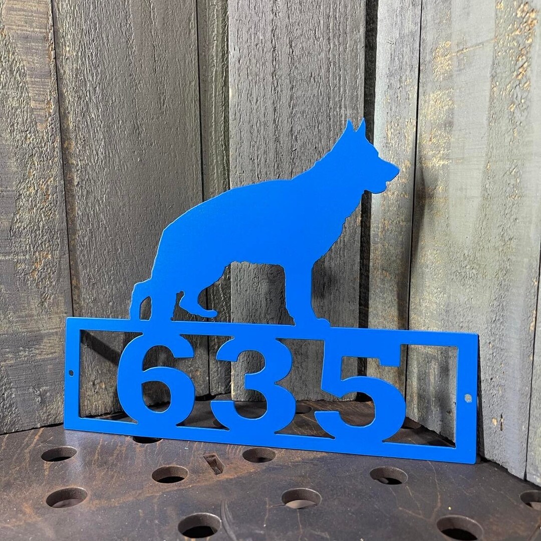 Metal German Sheppard Address Sign Plasma Cut Sign Art Custom Address ...