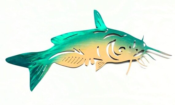 Metal Painted Catfish Plasma Cut Sign Art | Etsy