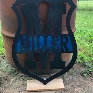 Metal Custom Police Badge Monogram Two Layer Black and Blue Painted ...