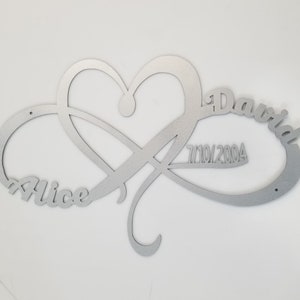 Metal Infinity and Heart Sign With Personalized Name and Date Custom ...