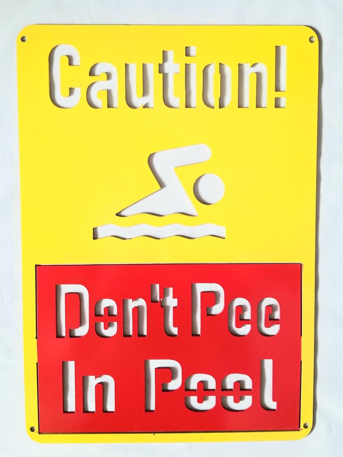 Plasma Cut Metal Caution: Don't Pee in Pool Sign - Etsy