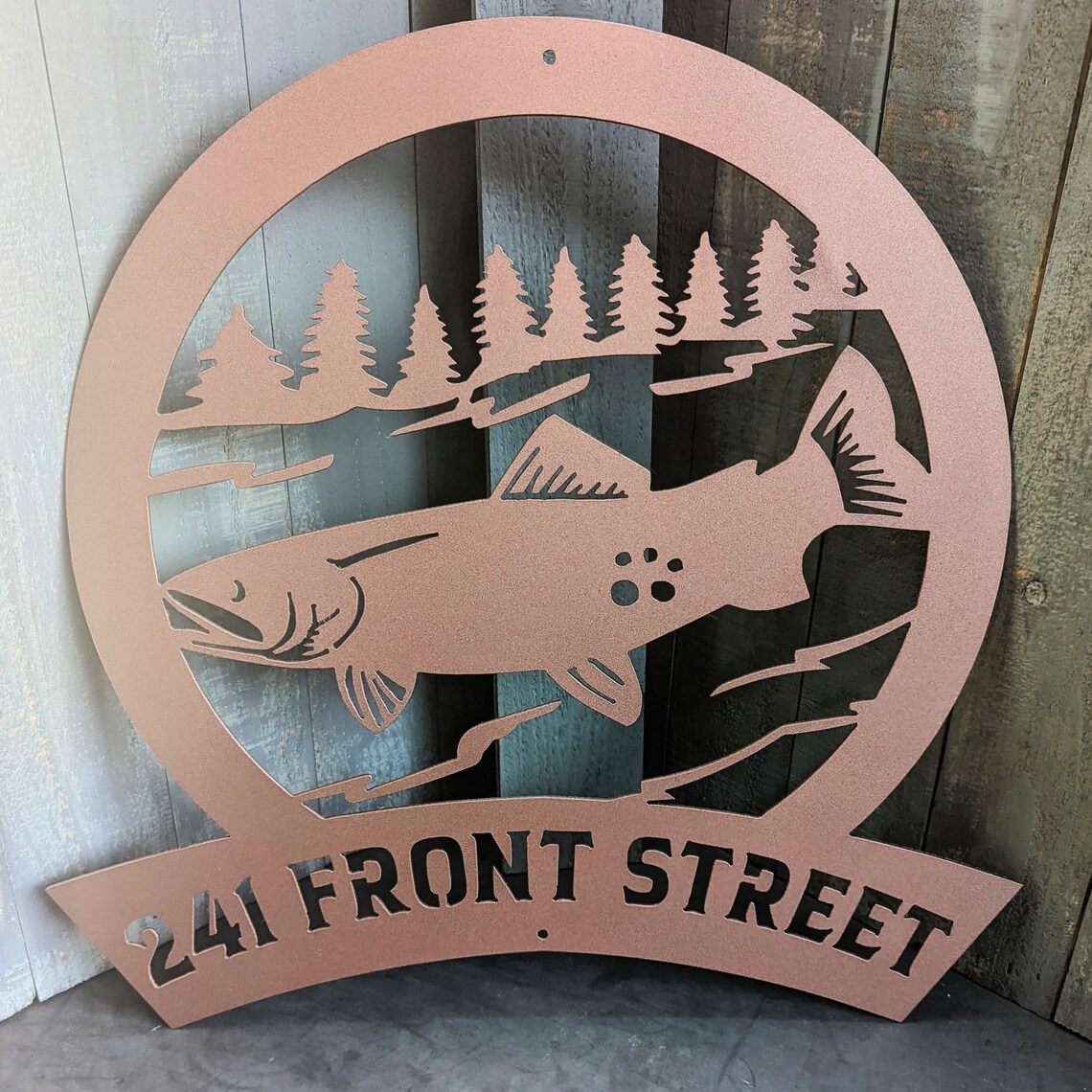 Metal Salmon Address Sign Plasma Cut Sign Art Fishing Fisherman - Etsy
