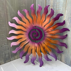 Metal Sun Funky Plasma Cut Art Handpainted Modern Sunrise Backyard - Etsy