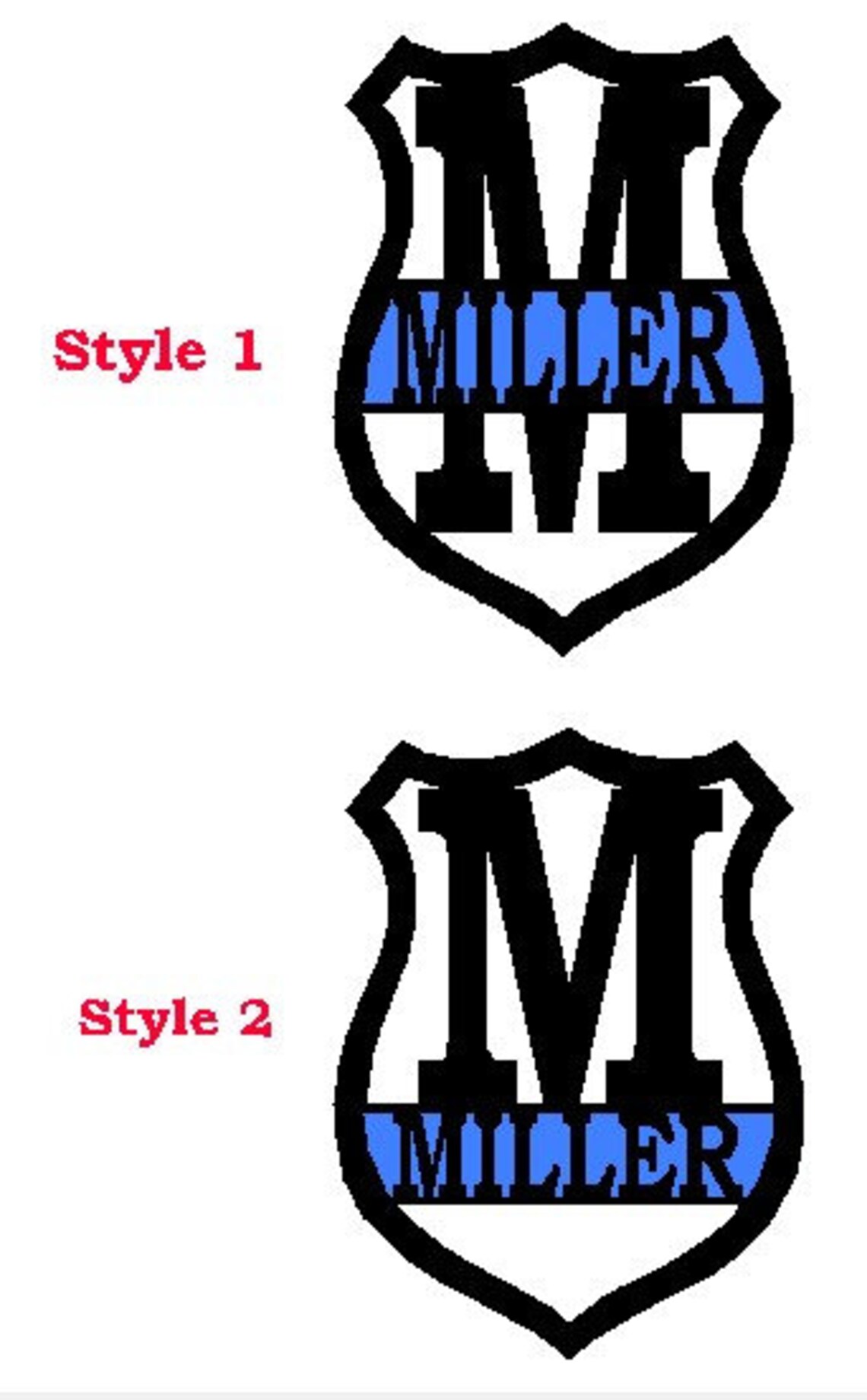 Metal Custom Police Badge Monogram Two Layer Black and Blue Painted ...