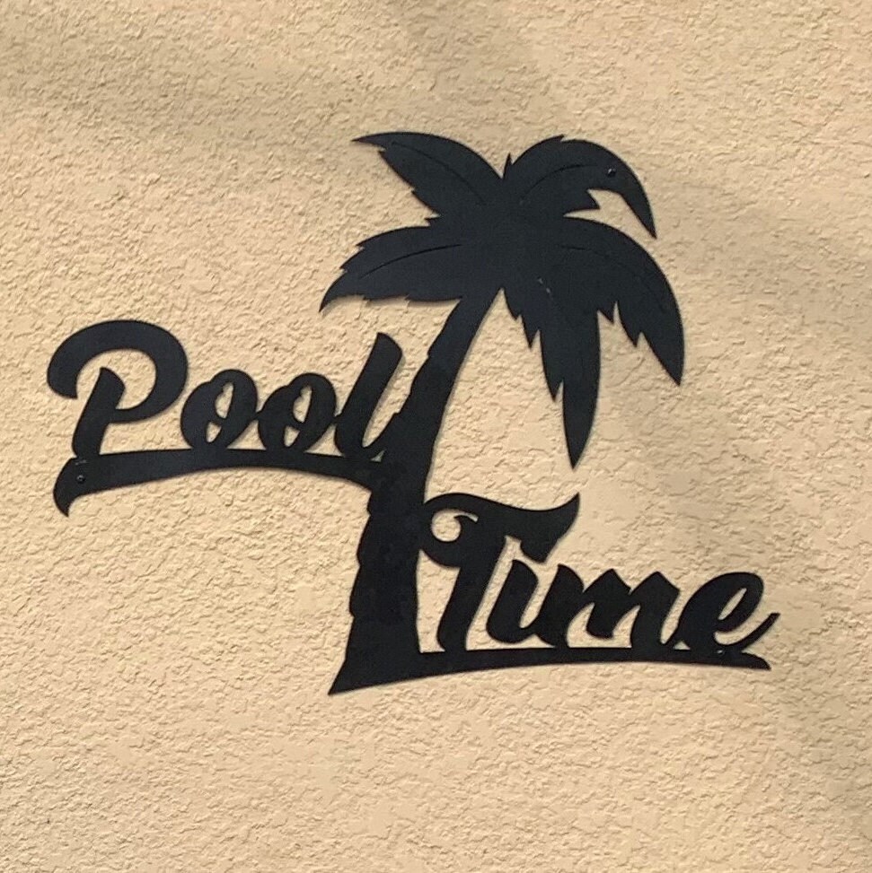 Metal "pool Time" Palm Tree Plasma Cut Metal Art - Etsy
