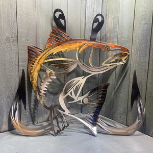 Metal Redfish With Hooks Plasma Cut Sign Art Red Fish Fishing Lake ...