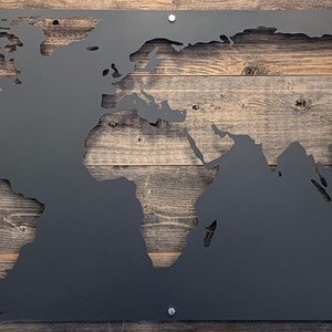 Metal World Map Negative Space Countries Globe Earth Plasma Cut Sign ...