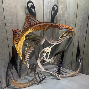 Metal Redfish With Hooks Plasma Cut Sign Art Red Fish Fishing Lake ...