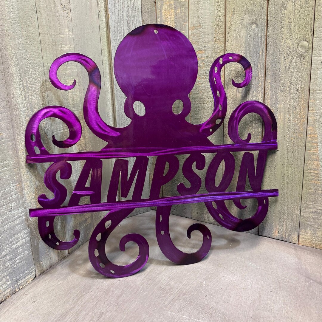 Octopus Monogram Plasma Cut Sign Art Nautical Ocean Beach Lake House ...