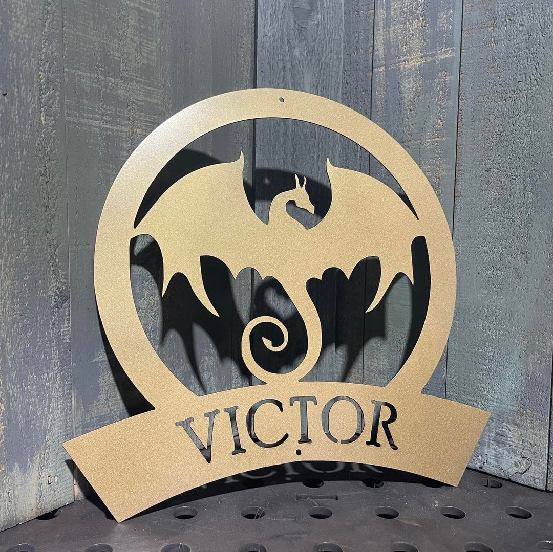 Metal Dragon Name or Address Sign Custom Medieval Fantasy Plasma Cut ...