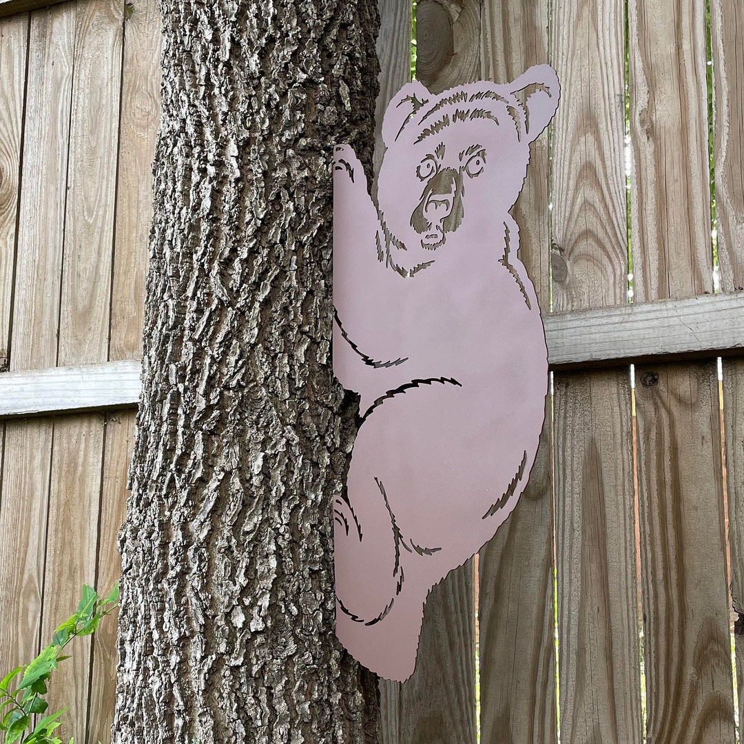 Metal Bear Cub Tree Stake Plasma Cut Sign Art - Etsy