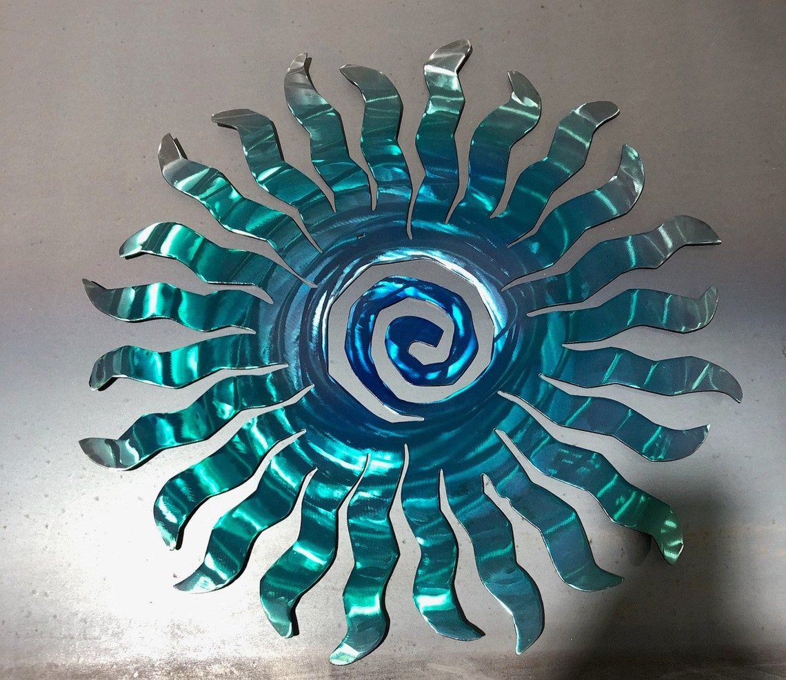 Metal Sun Funky Plasma Cut Art Handpainted Modern Sunrise | Etsy