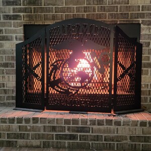 Metal Military Tri-fold Fireplace Screen Custom Plasma Cut - Etsy