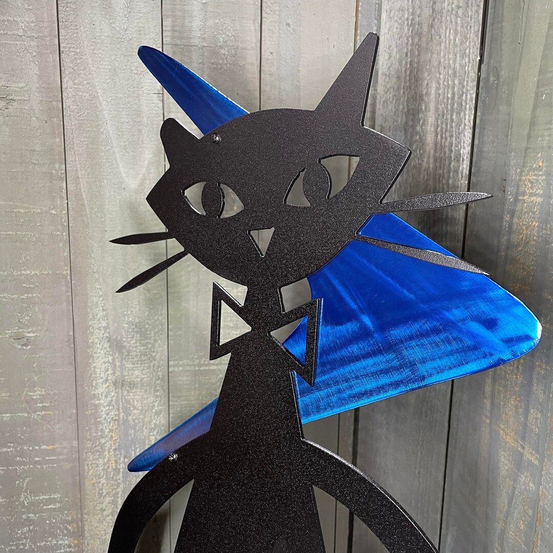 Metal Midcentury Cat With Boomerang Freestanding Sculpture Mid-century ...