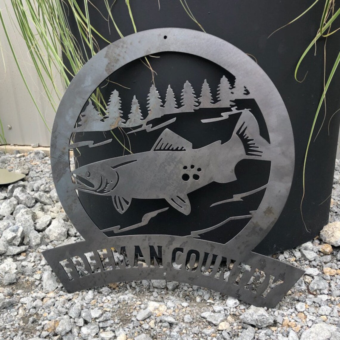 Metal Salmon Address Sign Plasma Cut Sign Art Fishing Fisherman - Etsy