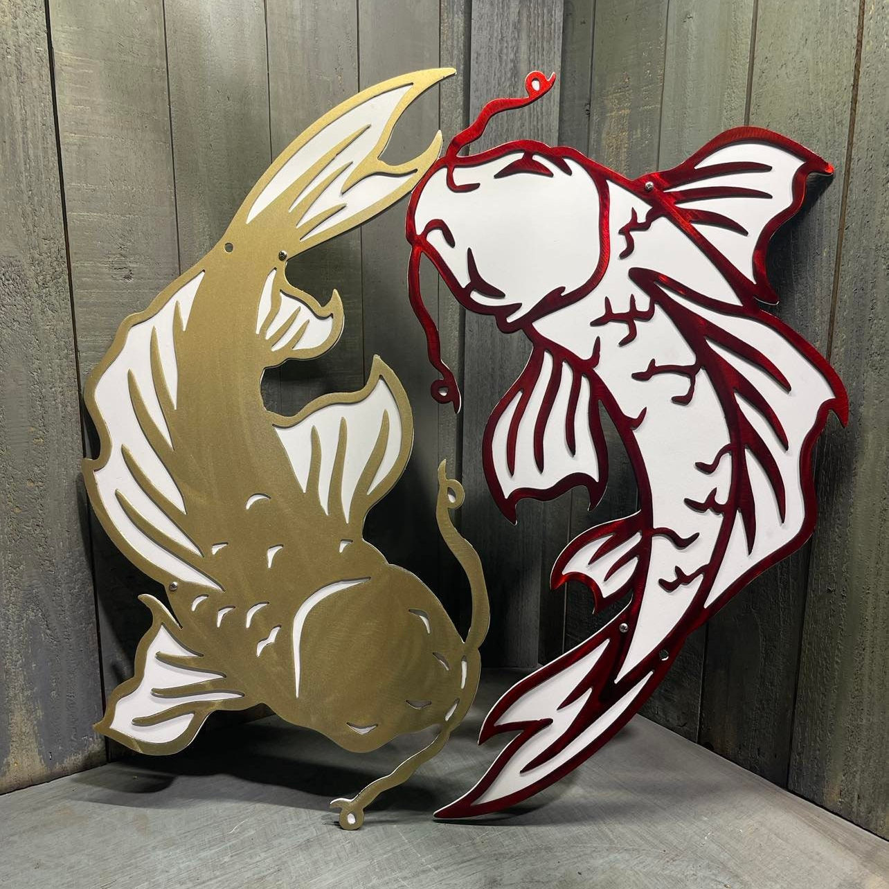 Metal Koi Fish Ying Yang Design Plasma Cut Sign Art Beautiful Fish ...