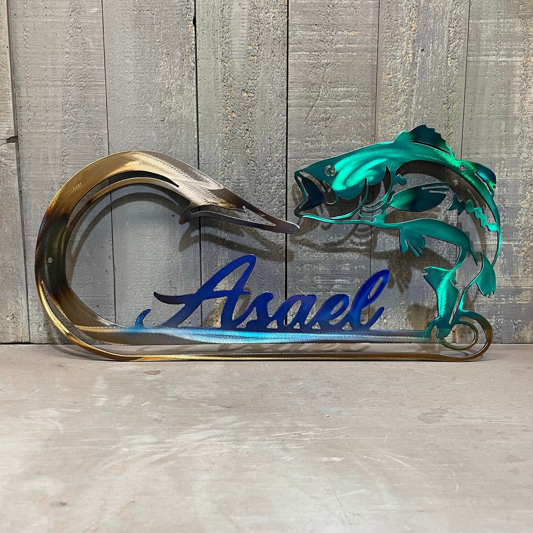 Metal Bass Hook With Name Custom Plasma Cut Sign Art Wall Hang - Etsy