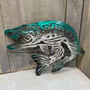 Metal Pike Fish Plasma Cut Sign Art Gone Fishing Lake House Beach Ocean ...