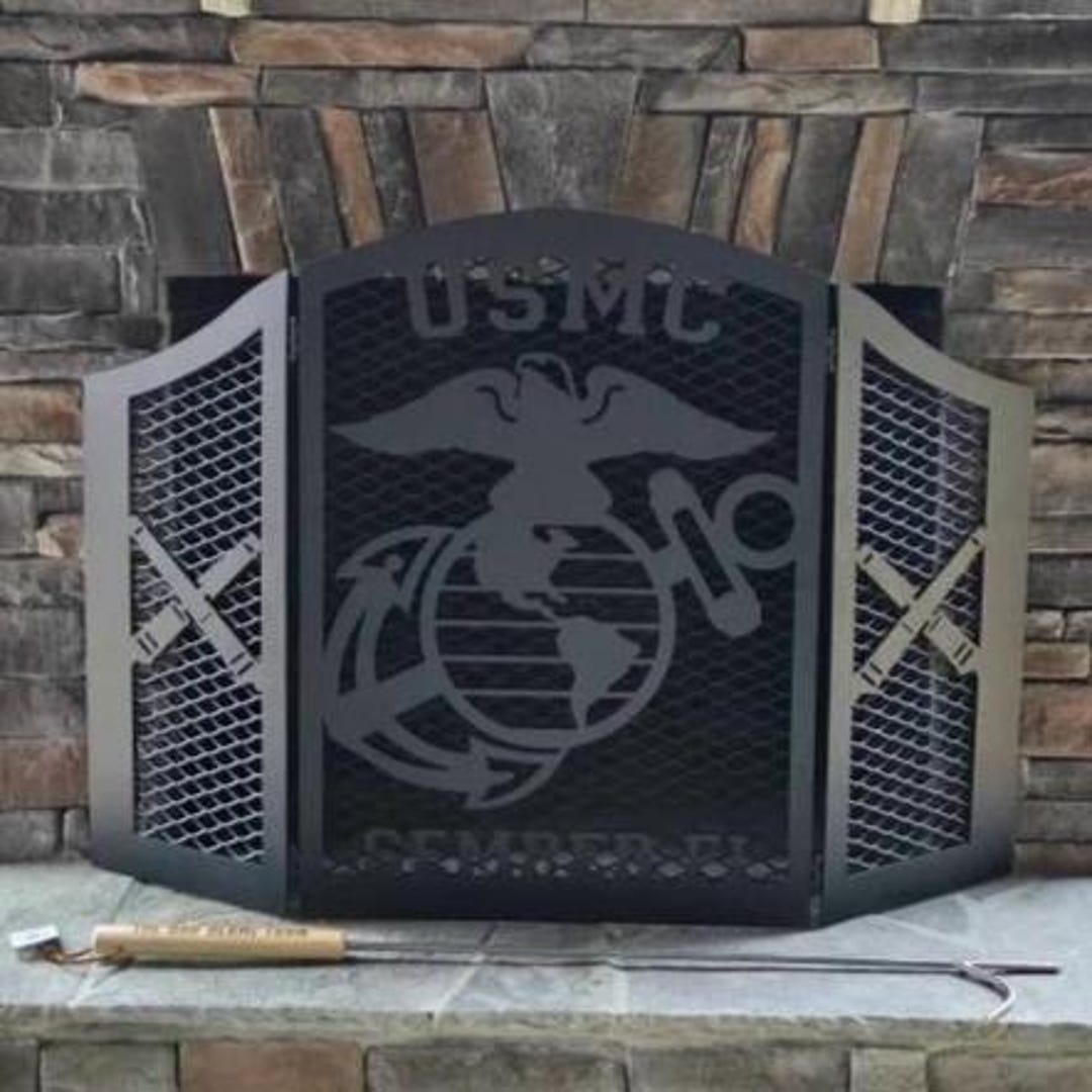 Metal Military Tri-fold Fireplace Screen Custom Plasma Cut - Etsy