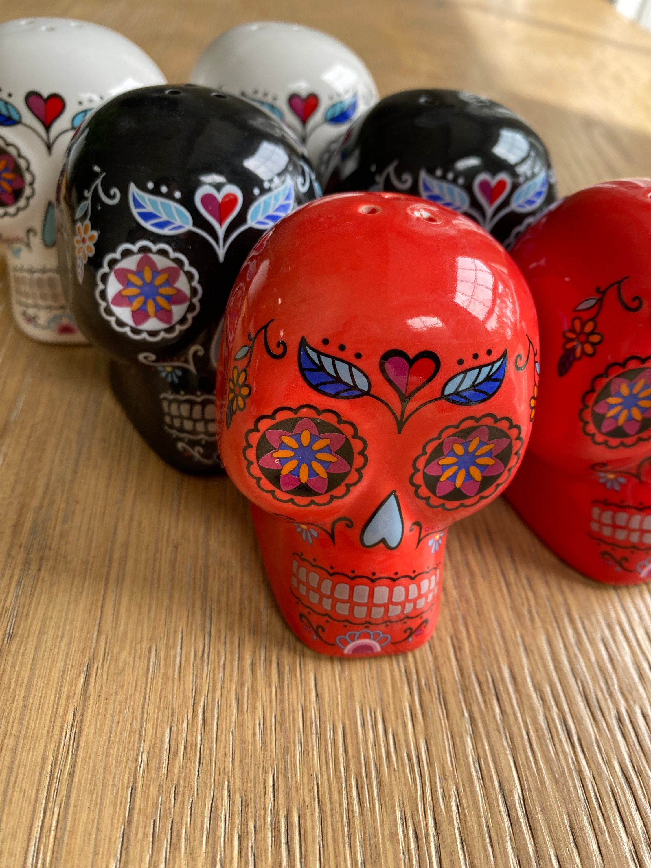 Day of the Dead Ceramic Salt & Pepper Shakers - Skull Salt and Pepper ...
