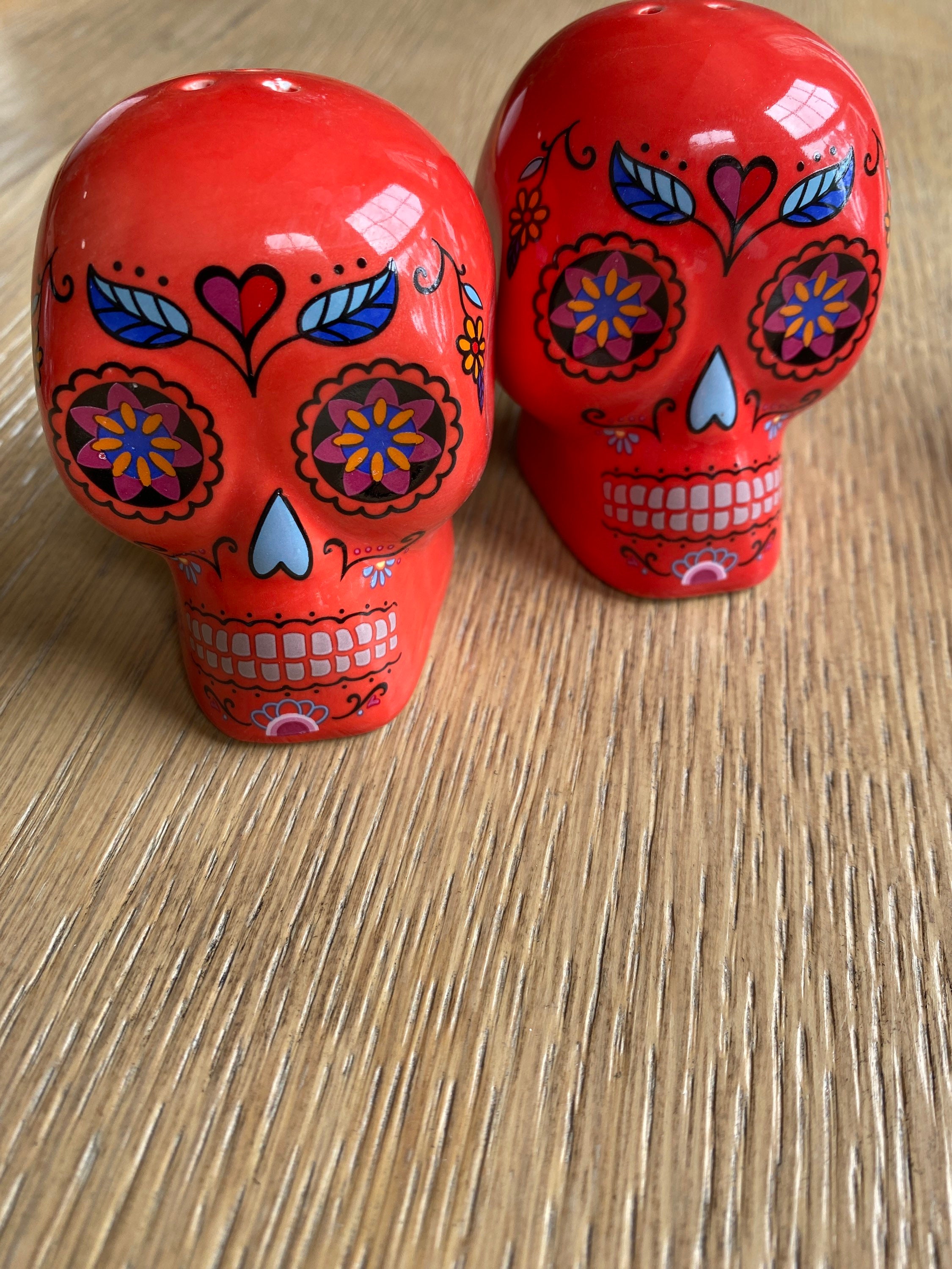 Day of the Dead Ceramic Salt & Pepper Shakers - Skull Salt and Pepper ...