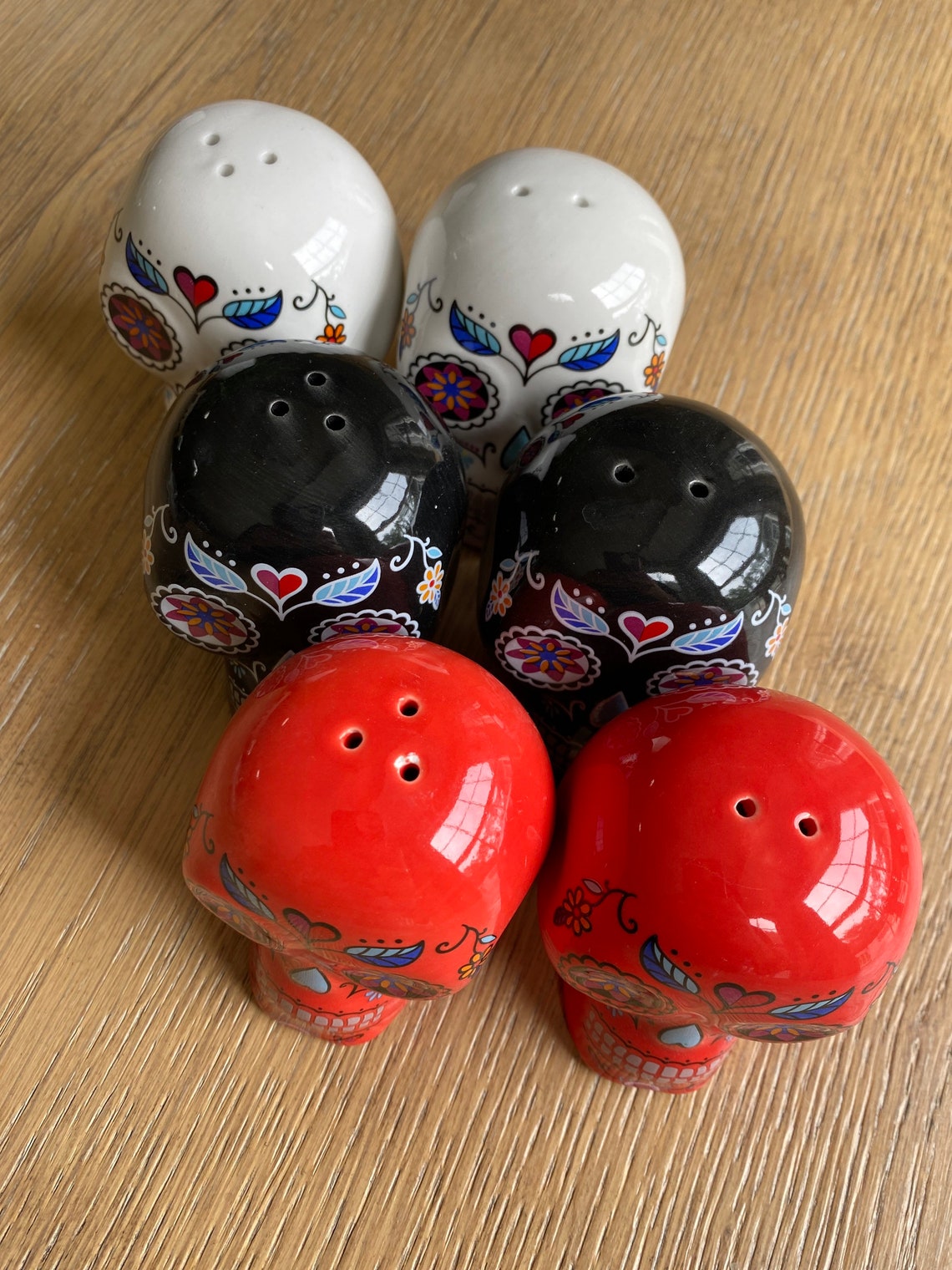 Day of the Dead Ceramic Salt & Pepper Shakers - Skull Salt and Pepper ...